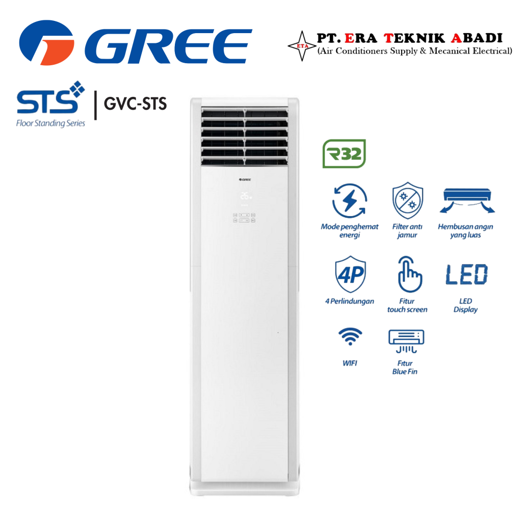 Gree AC Floor Standing 3 PK 1 Phase Non-Inverter GVC24STS – Era Teknik ...